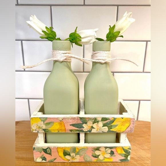 Hand Crafted | Accents | Handmade Country Lemon Bottle Vase Set | Poshmark